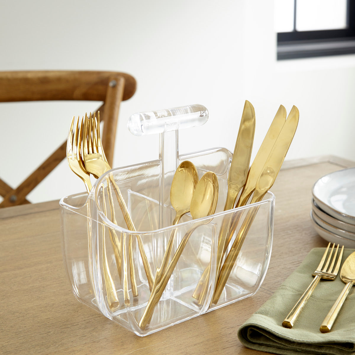 4 Section Acrylic Flatware Caddy | The Home Beau – The Home Beau